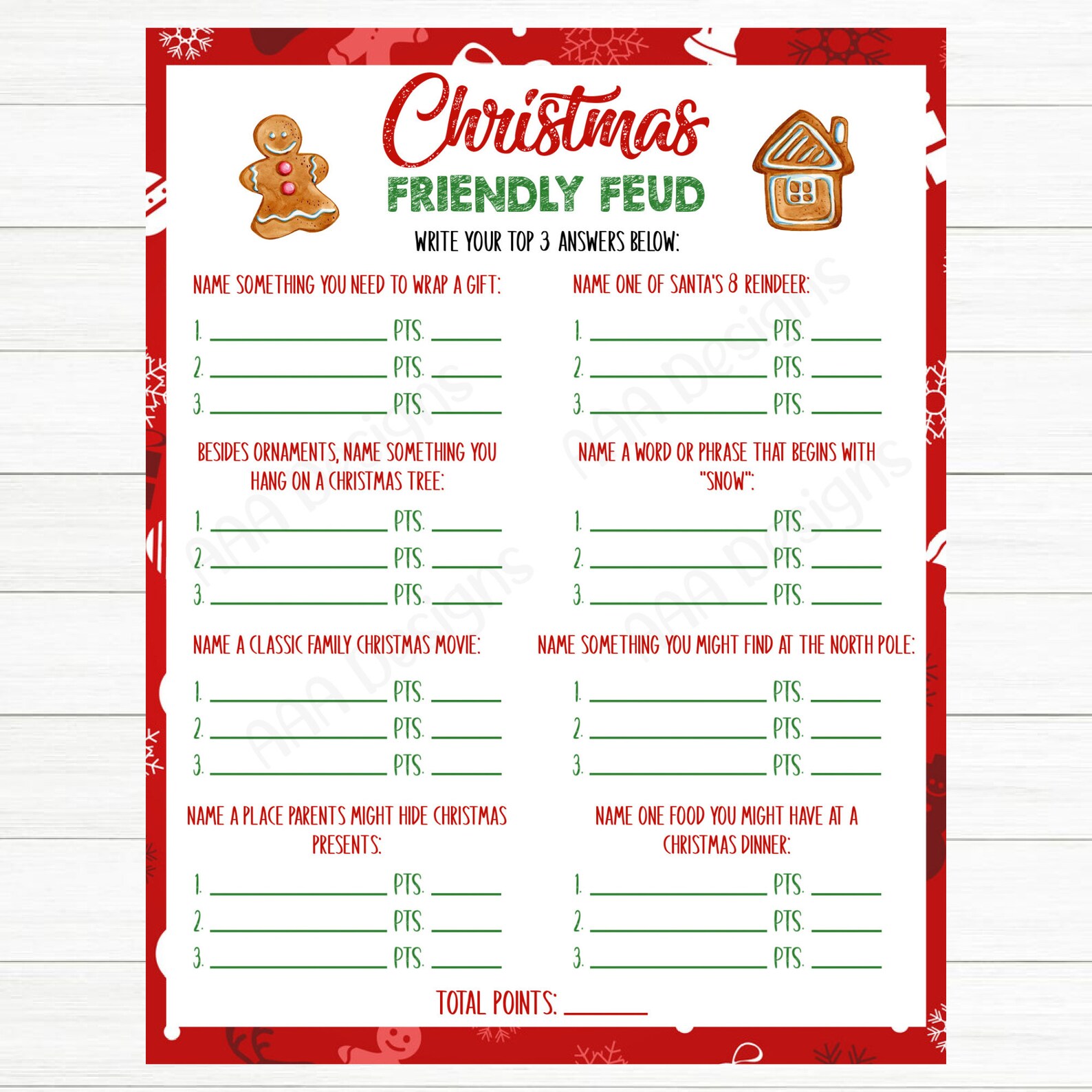 Christmas Friendly Feud Game Printable Christmas Game - Etsy