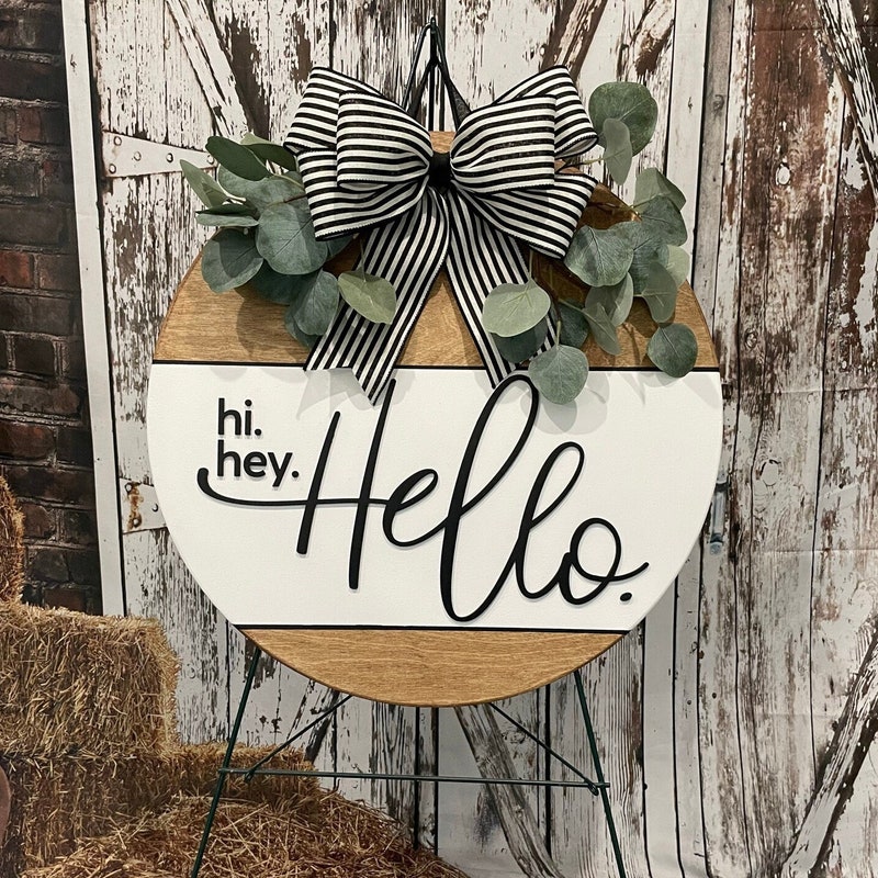 Round Wood Welcome Sign - Etsy