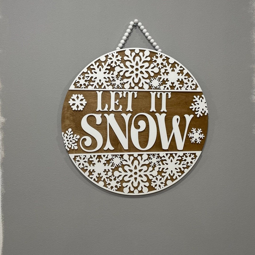 Front Door Decor Let It Snow Holiday Round Holiday Sign Christmas Round ...