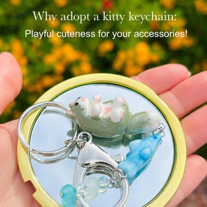 Polymer Clay Cat Keychain: Handmade Kitty Charm, Cat Lover Gift - Etsy