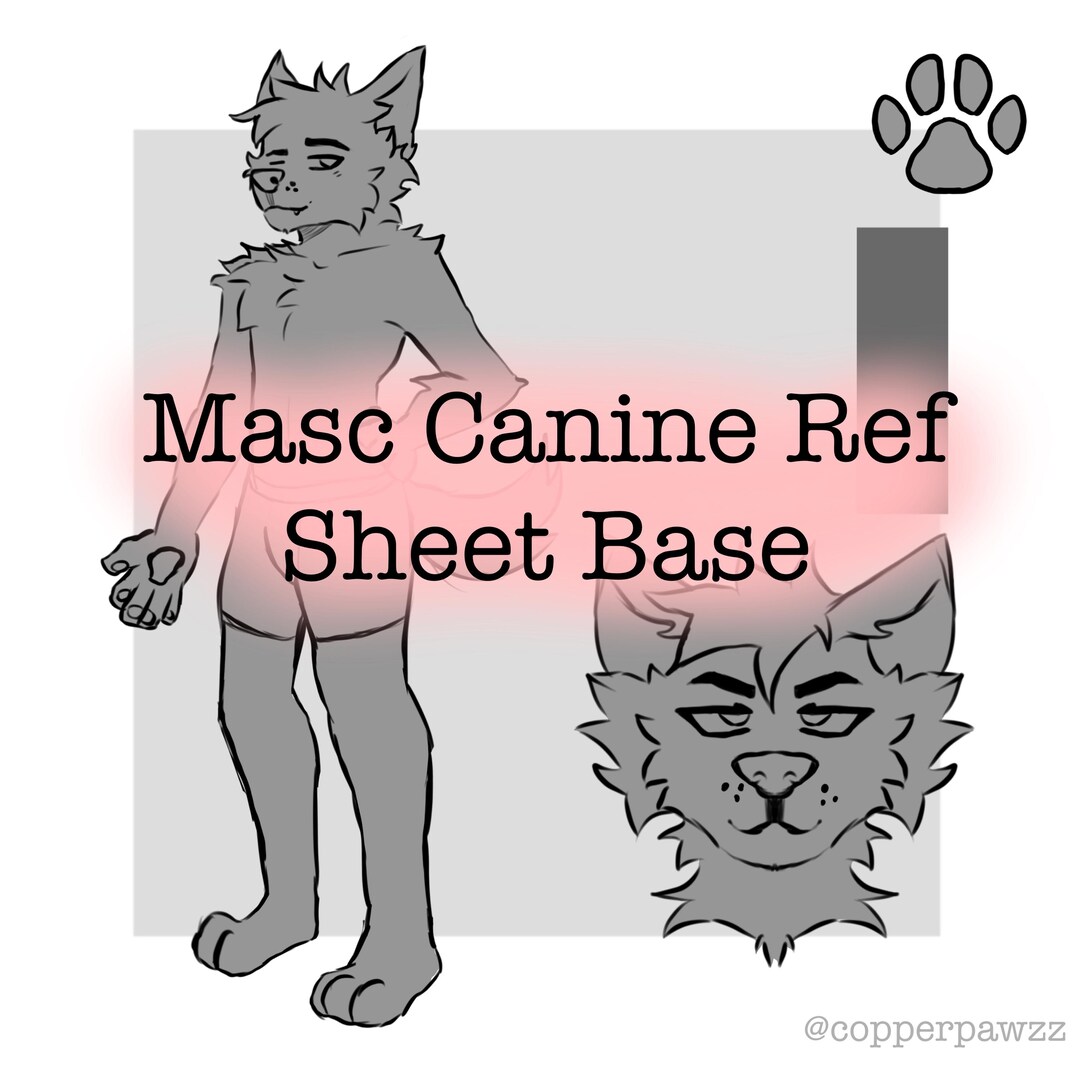Furry Male Masculine Canine Reference Sheet Base P2U - Etsy