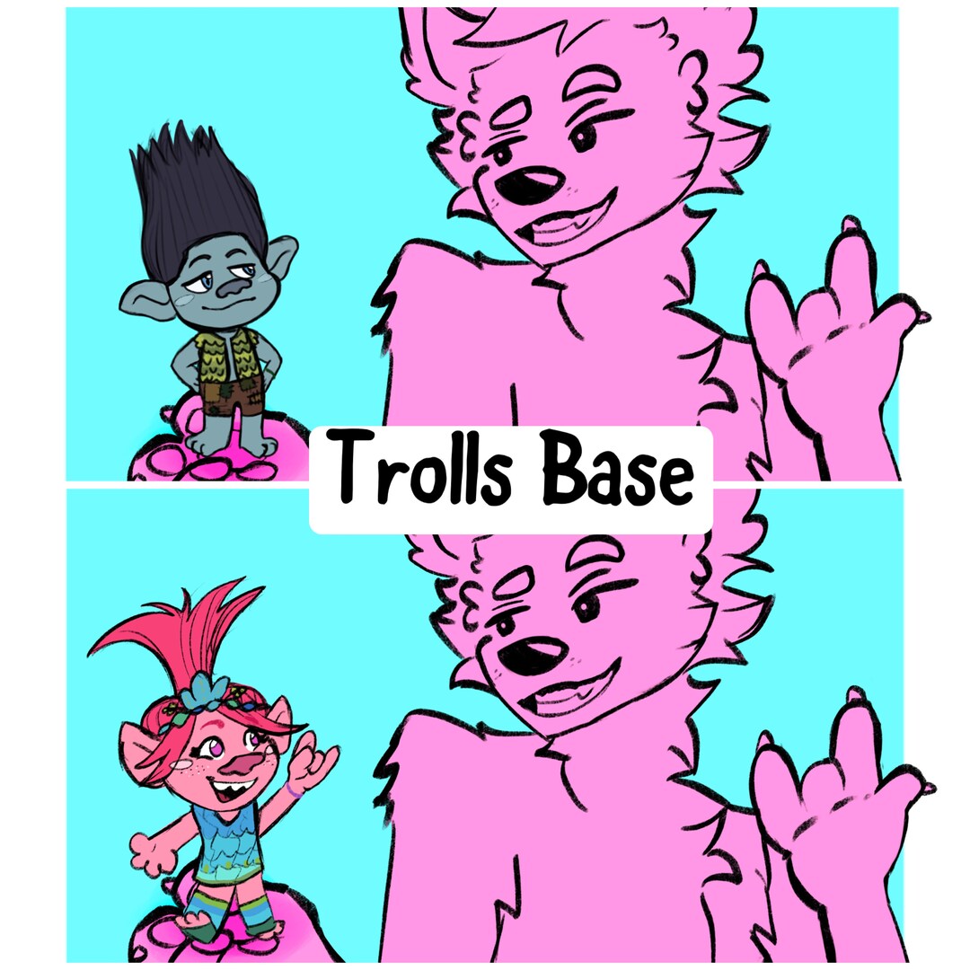 Trolls Poppy Branch Furry Art Base - Etsy