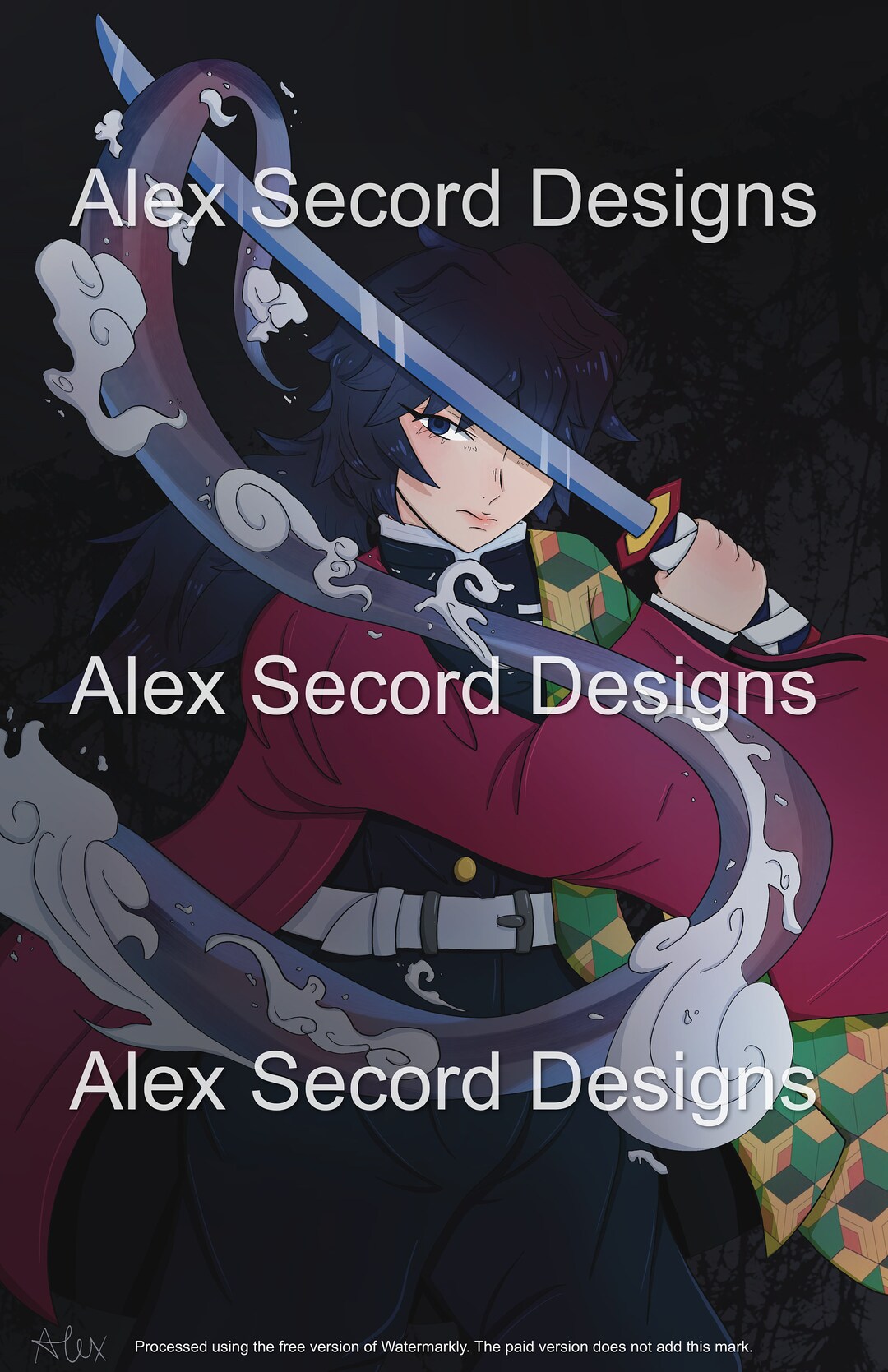 Anime Water Swordsman Cardstock Print 11x17 Size - Etsy