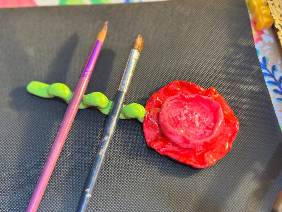 Handmade Clay Paintbrush Rest With Palette – UV Resin Sealed, Unique ...