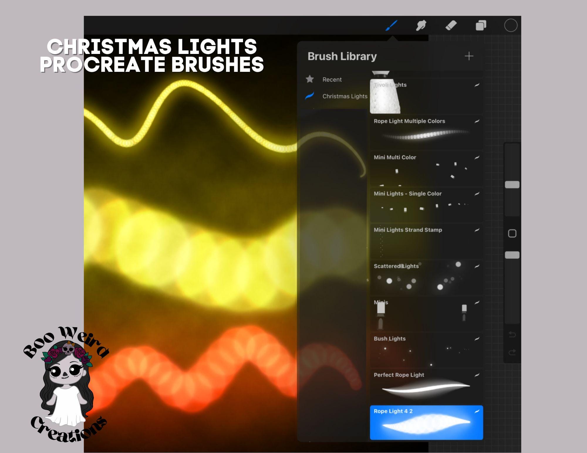 12 Procreate Brushes - Christmas Lights Collection | Intricately ...