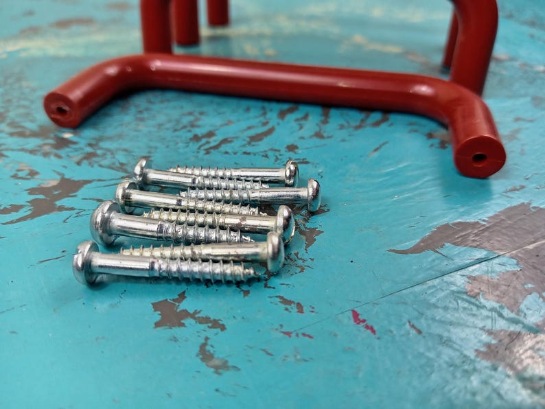 4 X Vintage Red Retro Cabinet Door or Drawer D Handles 96mm Centres ...