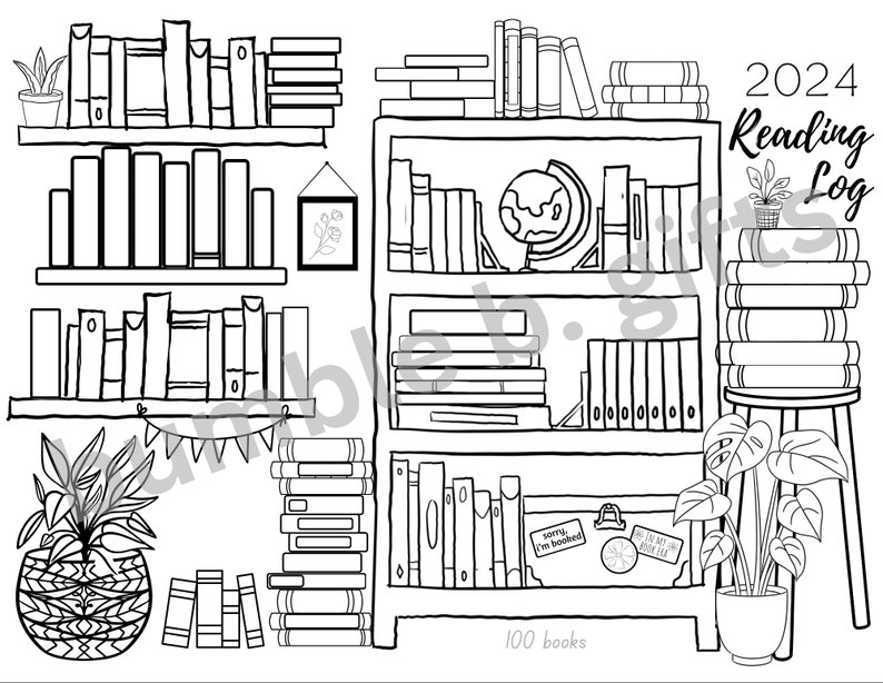 Reading Log Coloring Sheet - Etsy