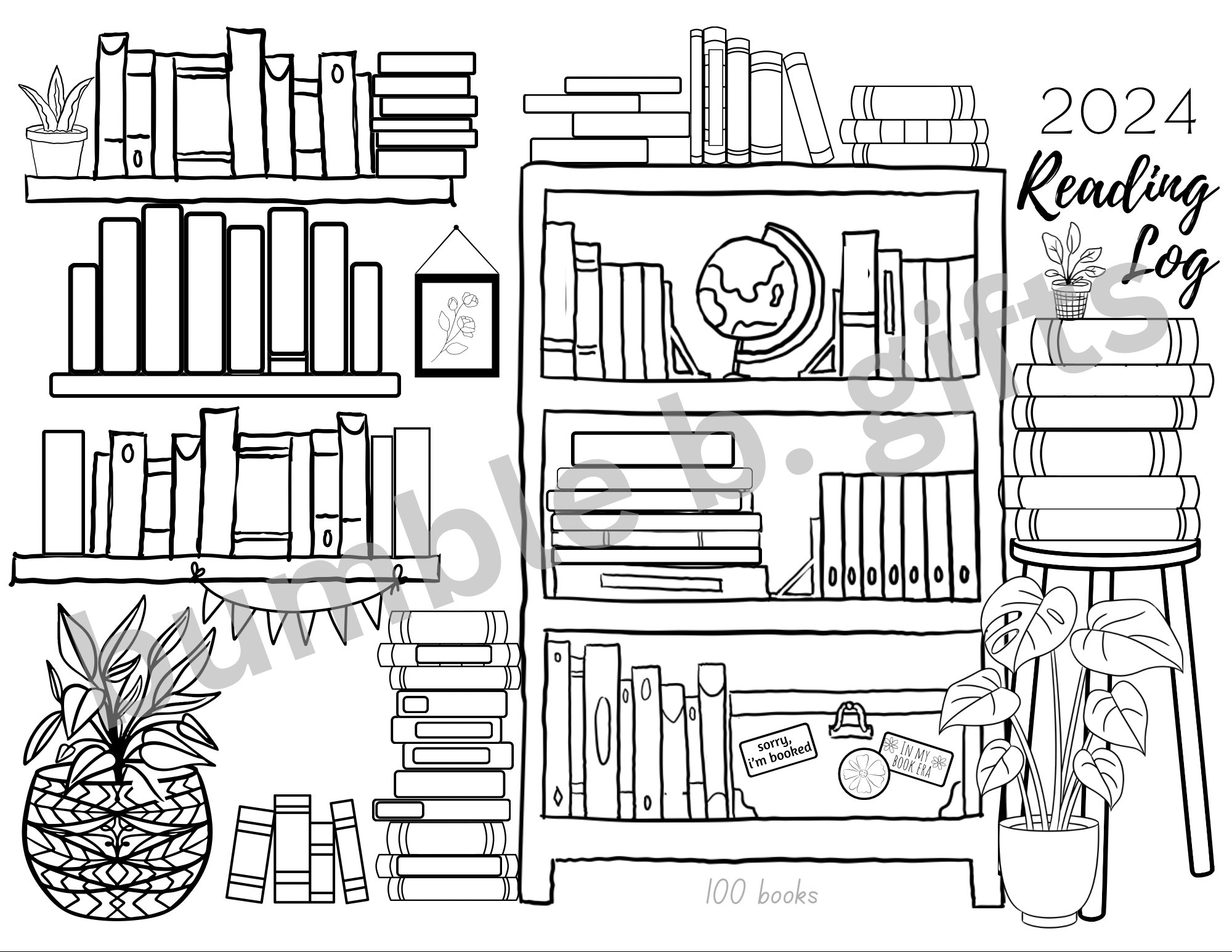 Reading Log Coloring Sheet - Etsy