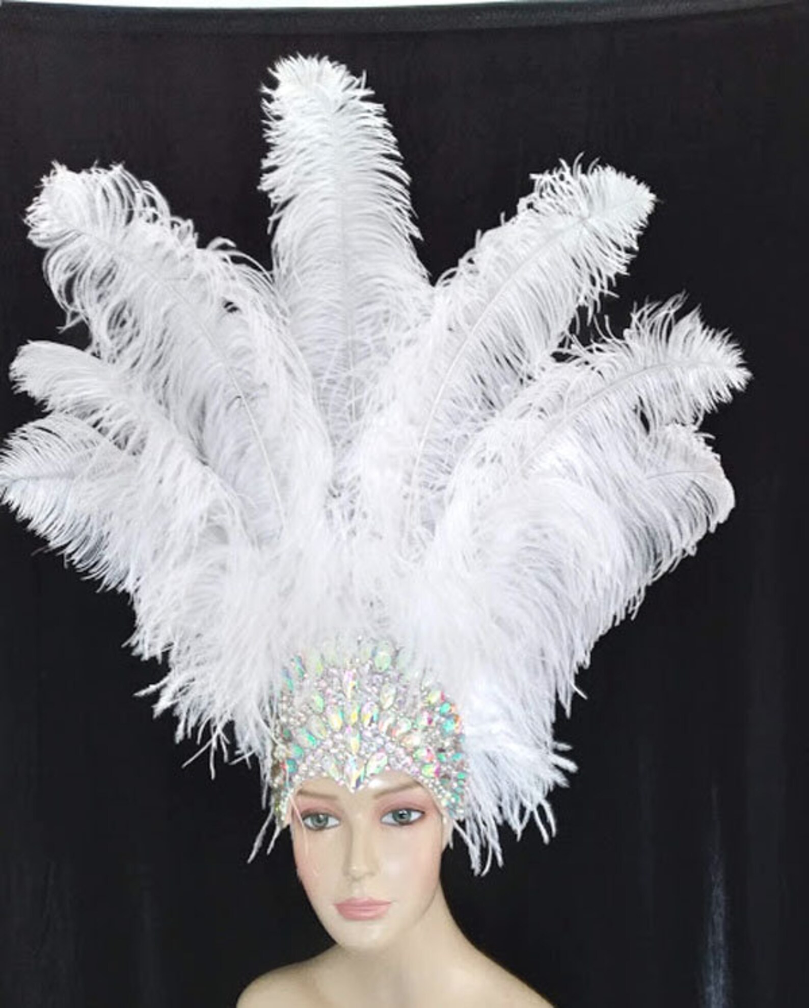 Premium Ostrich Feathers Headdress Headpiece Showgirl Samba Etsy