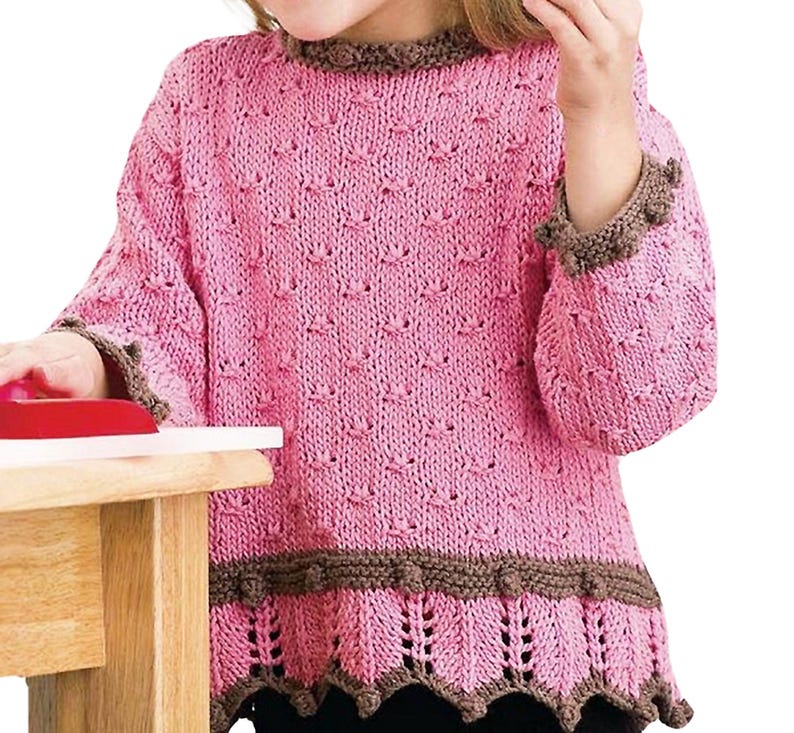 Girl Sweater Lacy Knitting Pattern | Gorgeous Knitted Pullover for 2 to ...
