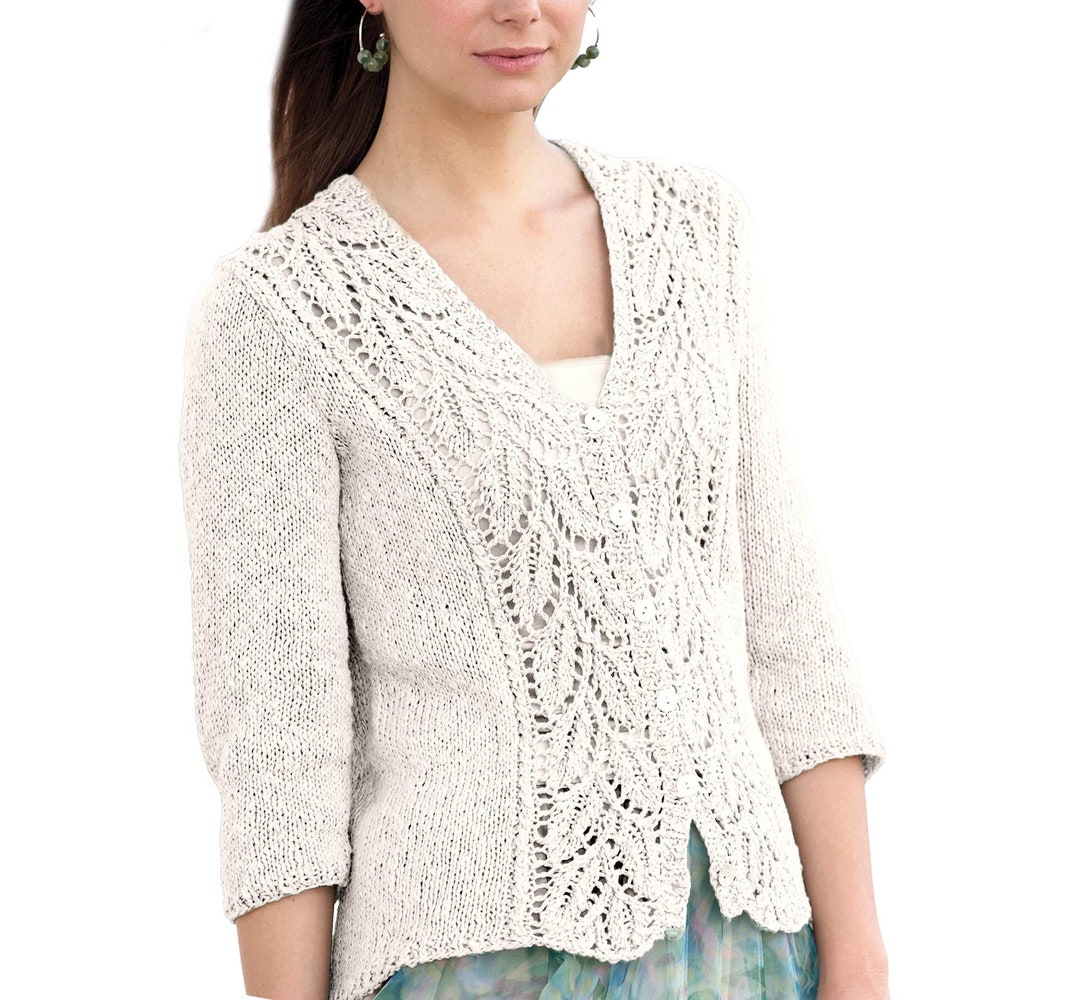 Lacy Cardigan Vintage Knitting Pattern | Women's Top Classic Lace Knit ...