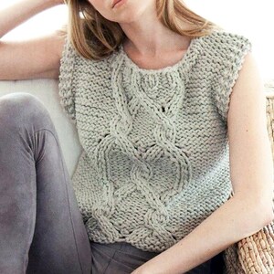 Aran Cable Knit Crop Vest | Chunky Tank Top | Women's Tops Knitting ...