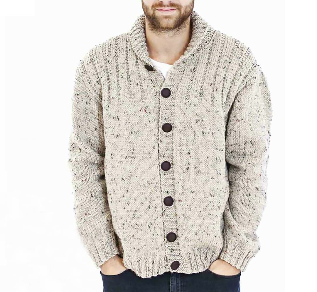 PDF Pattern Men's Jacket Shawl Collar Car Coat | Chunky Cardigan ...