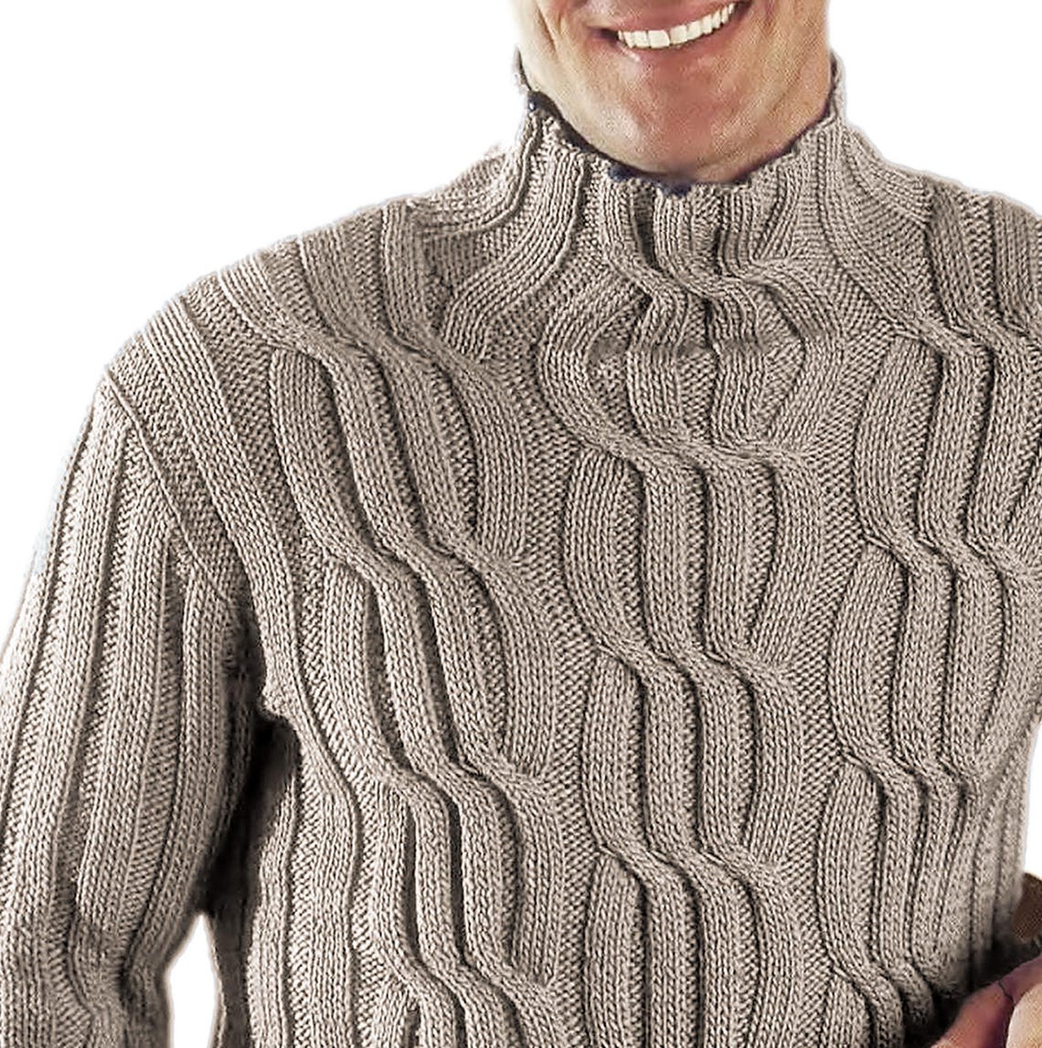 Fabulous Cropped Sweater for Men | DK Yarn Knitting Pattern Turtle Neck ...
