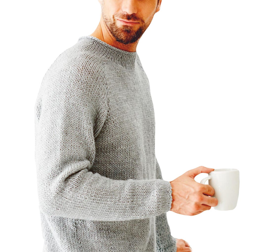 Simple Raglan Sweater for Men | Easy Knitting Pattern | Men's Comfy ...