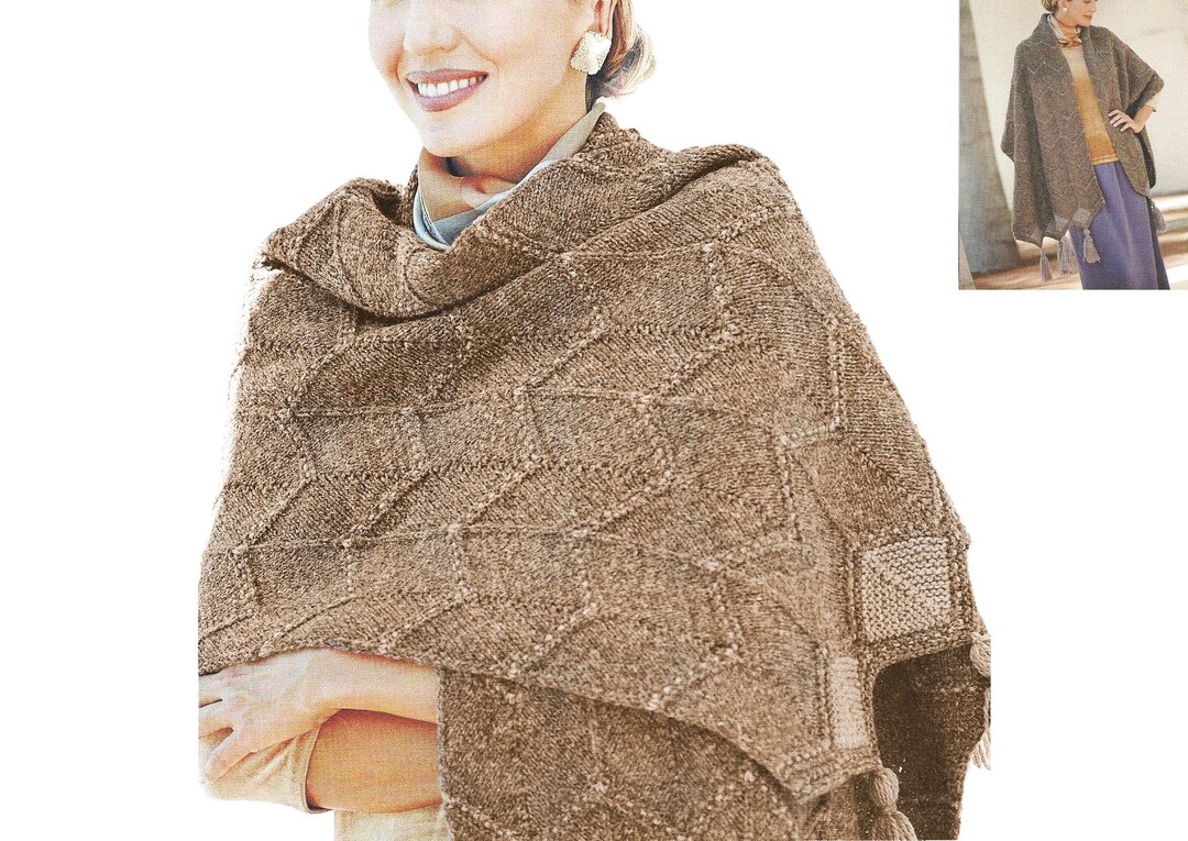 Mitered Square Wrap Knitting Pattern | Ruanas for Women | Fab. Shawl ...