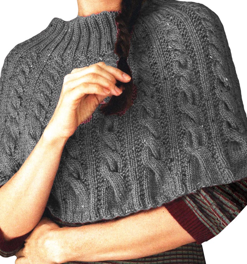 Gorgeous Short Cabled Cape | Easy Knitting Pattern Aran Yarn | Women's ...