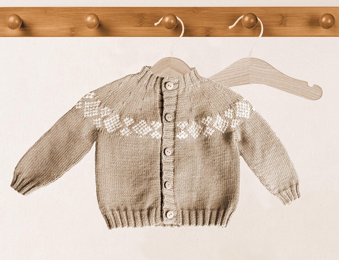 Easy Knit Pattern Nordic Fair Isle Cardigan Pattern Kids 6 Mo.-5 Yrs ...