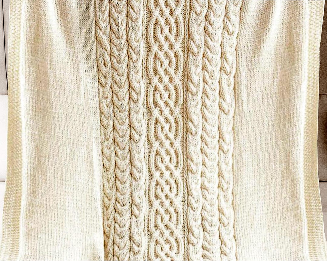 Aran Blanket Throw | Chunky Cable Knitting Pattern, Celtic Afghan ...