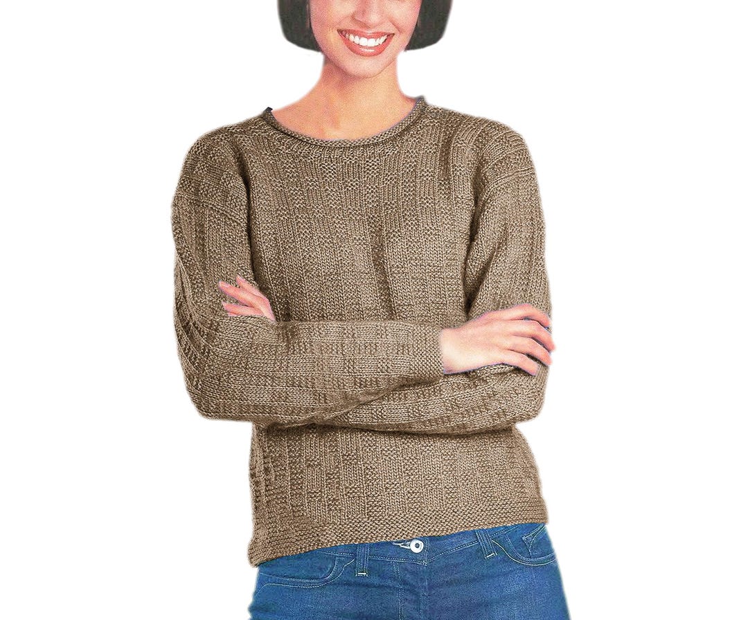 Roll Neck Sweater Easy Knitting Pattern S-XL | Women's Basic Garter ...
