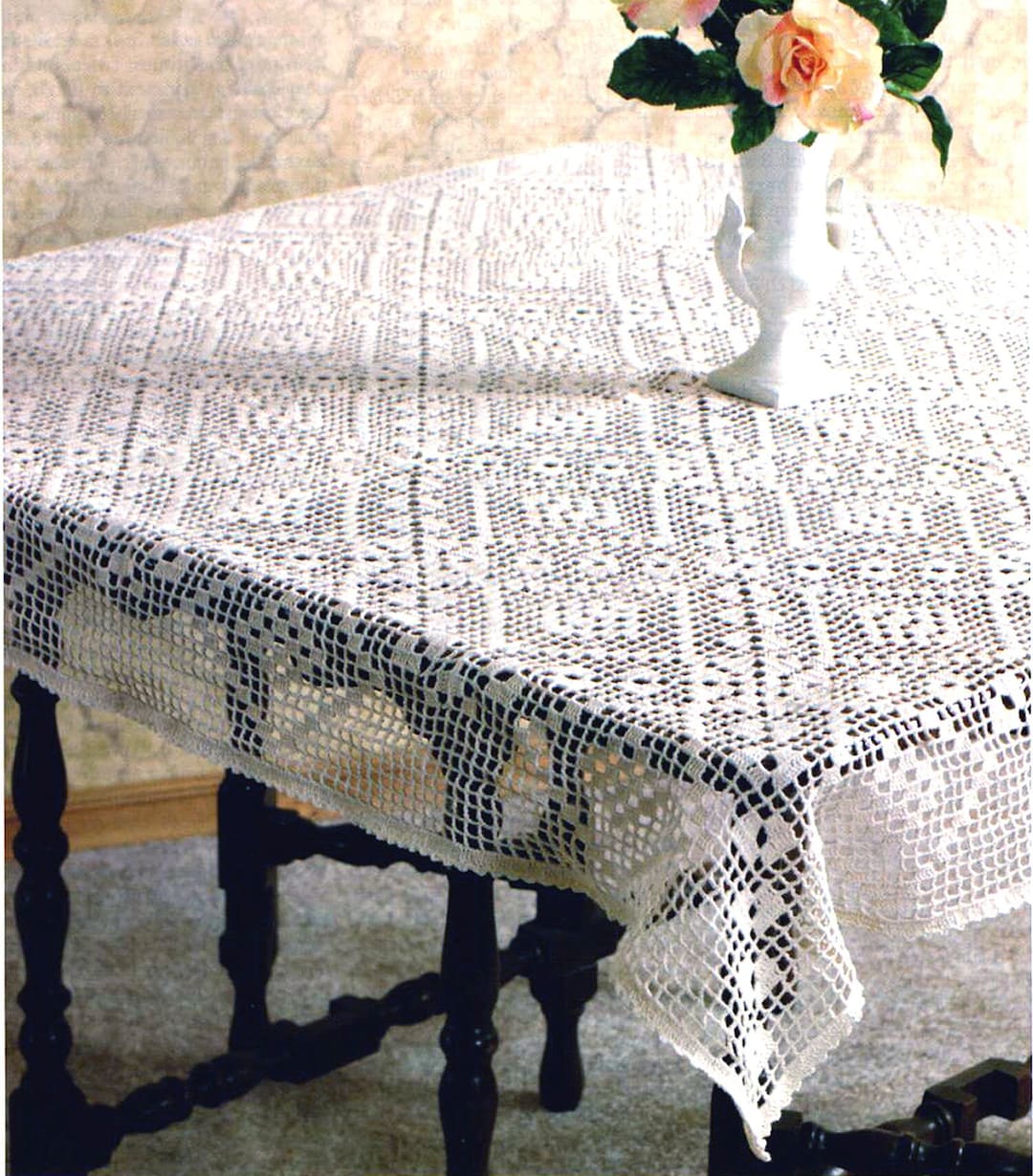 Vintage Filet Crochet Pattern Gorgeous Tablecloth | Instant PDF ...