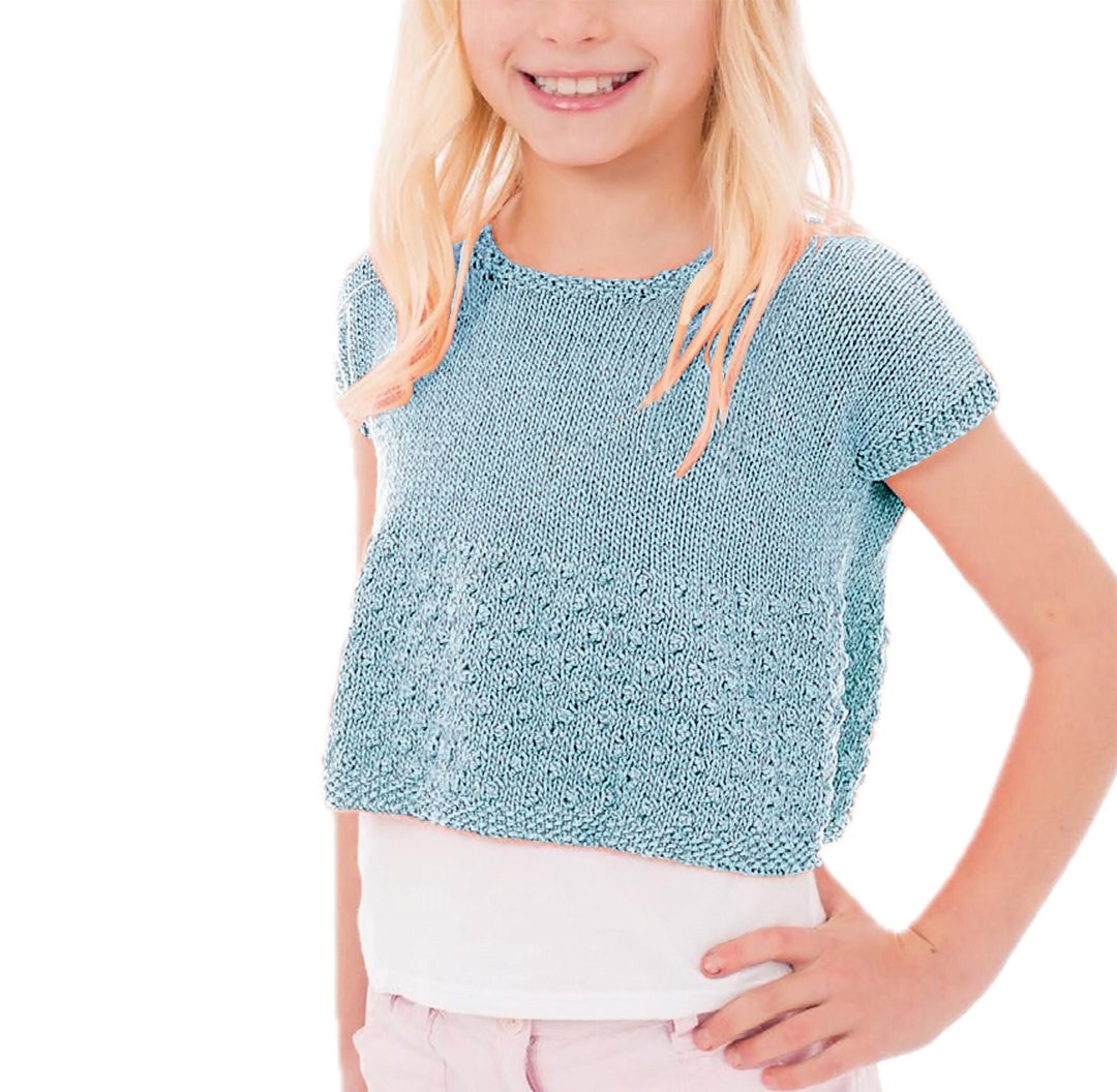 Summer Crop Top Girls 8-14 Yrs | Easy Knitting Pattern 4 Ply Short ...