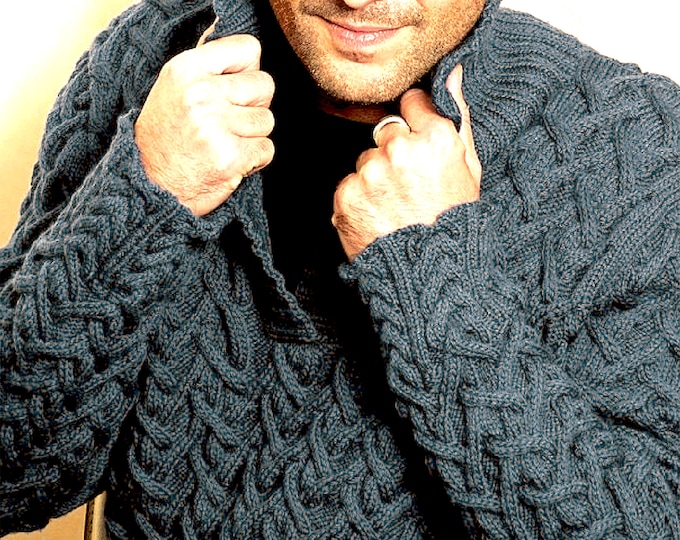 Men's Jacket KNITTING PATTERN PDF Cable Aran/chunky Yarn/men's ...