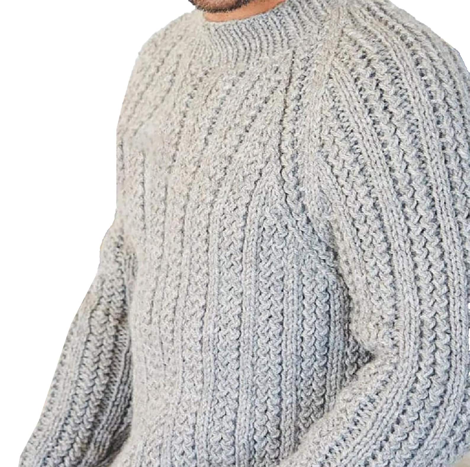 Men's Sweater Chunky Knitting Pattern S-2X | Twisted Rib Pullover | DIY ...