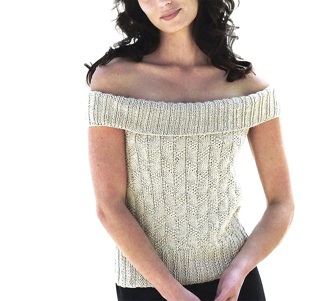Off Shoulder Top, Easy Knitting Pattern | Women's Sweater Pattern ...