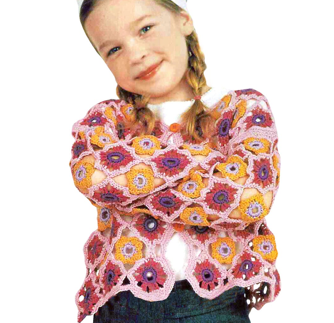 Girls Crochet Jacket Granny Square Pattern | Easy Crochet Pattern ...
