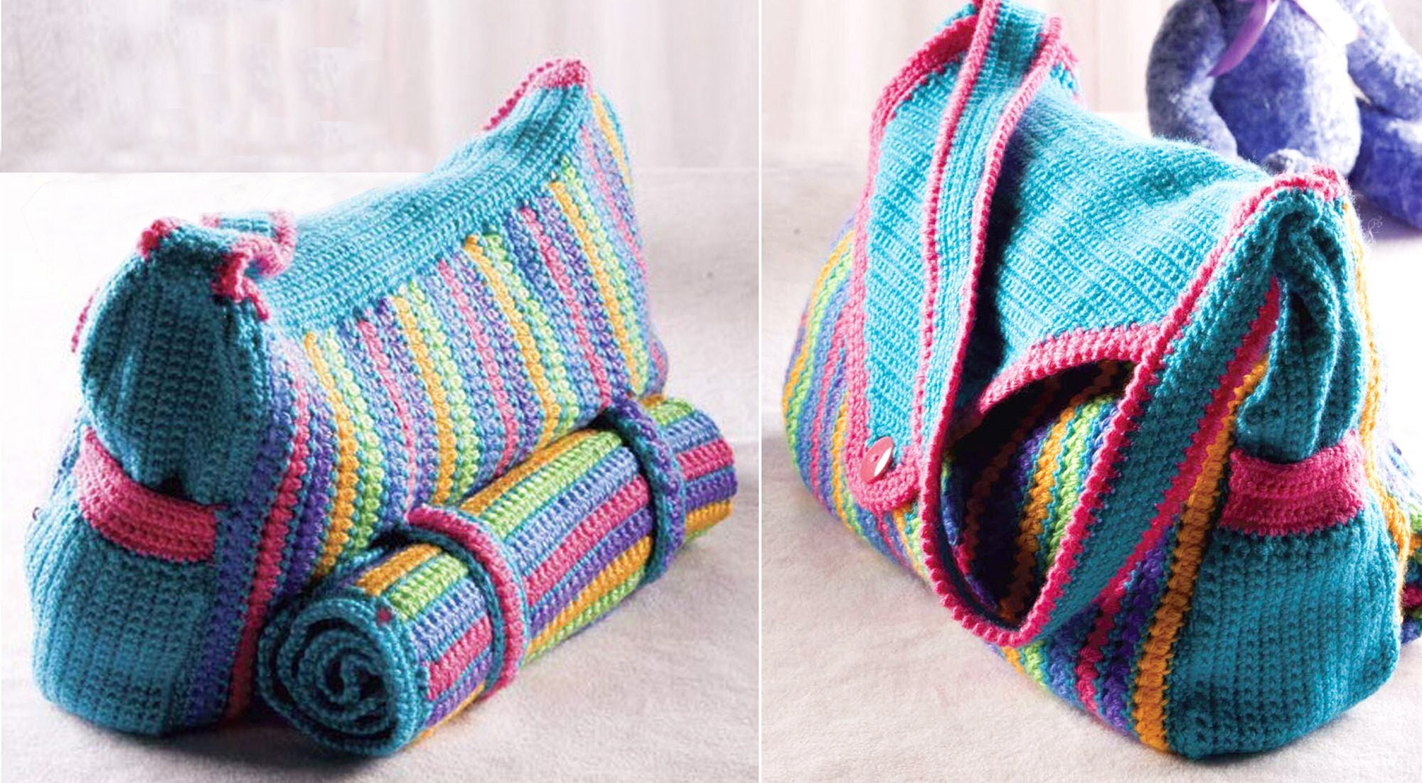 Knit Diaper Bag Pattern Free Hand Knit Peg Bag / Washing Bag In A Baby