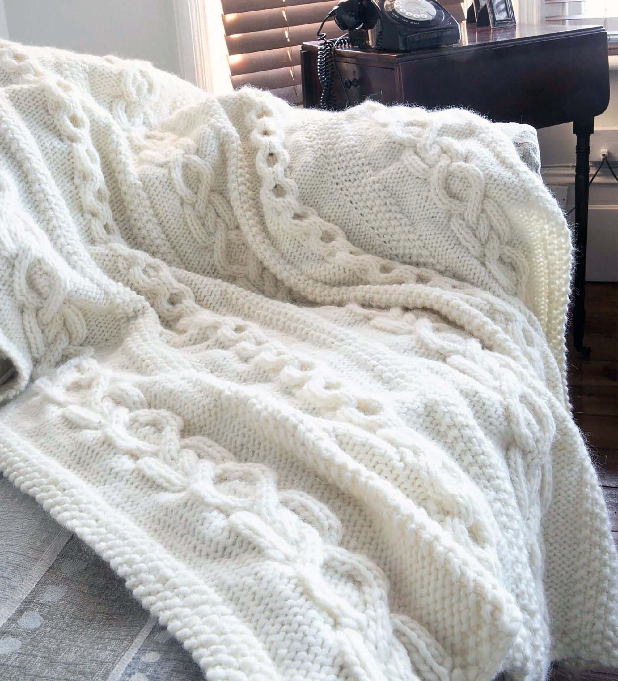 Chunky Knitting Pattern Aran Cable Throw Instant PDF Download Bulky ...