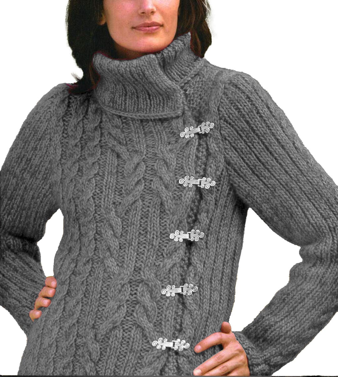 PDF Pattern Duffle Coat | Ladies Aran Knitting Patterns | Coatigan ...