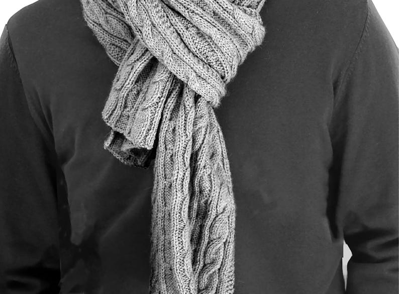 Cable Knit Scarf Easy Knitting Pattern for Men | Beginner Pattern Long ...