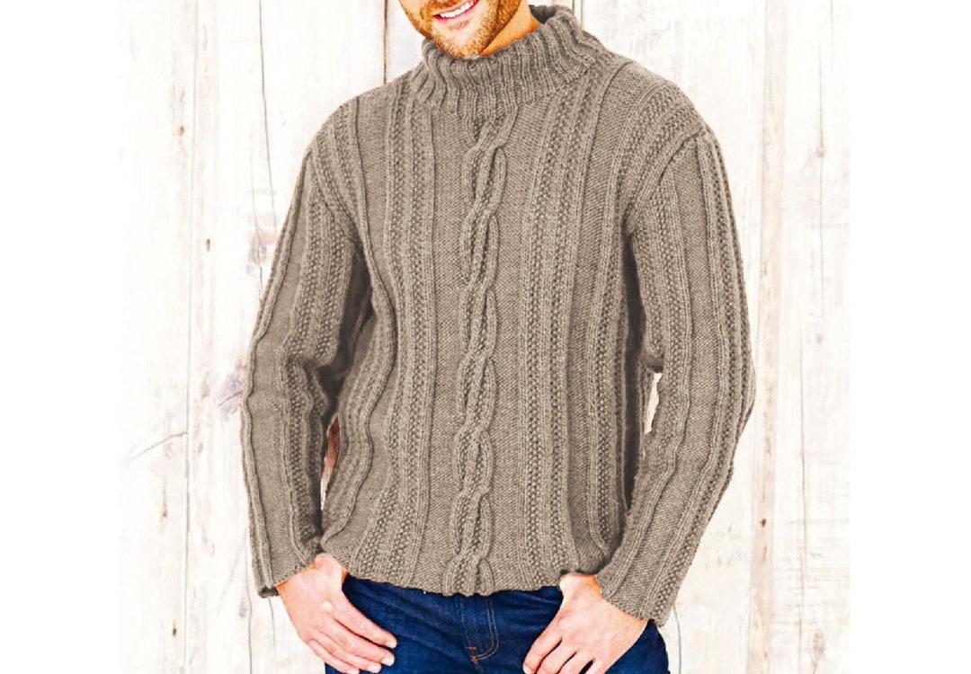 PDF Pattern Men's Aran Sweater Irish Fisherman Knit Pullover Instant ...