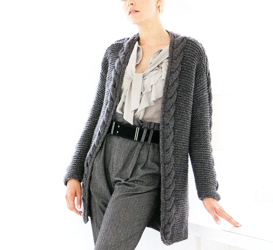 Easy Knitting Pattern Chunky, Cable Knit Jacket | Women's Knitted Tops ...
