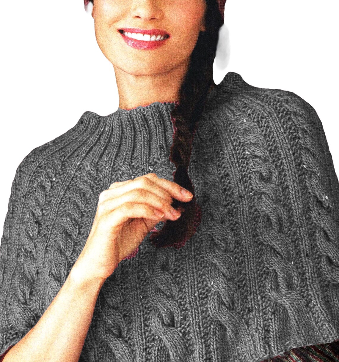 Gorgeous Short Cabled Cape | Easy Knitting Pattern Aran Yarn | Women's ...