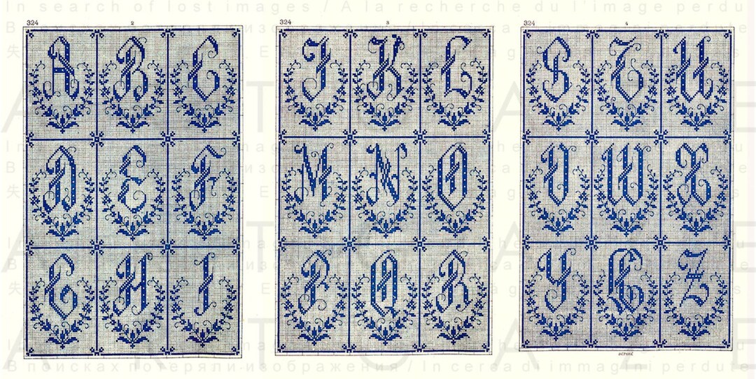 Monograms Antique French CROSS STITCH Pattern Digital - Etsy