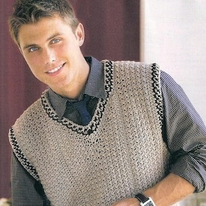 Men's Crochet Pattern Vest S to 2X | Easy Crochet Pattern | Men's ...