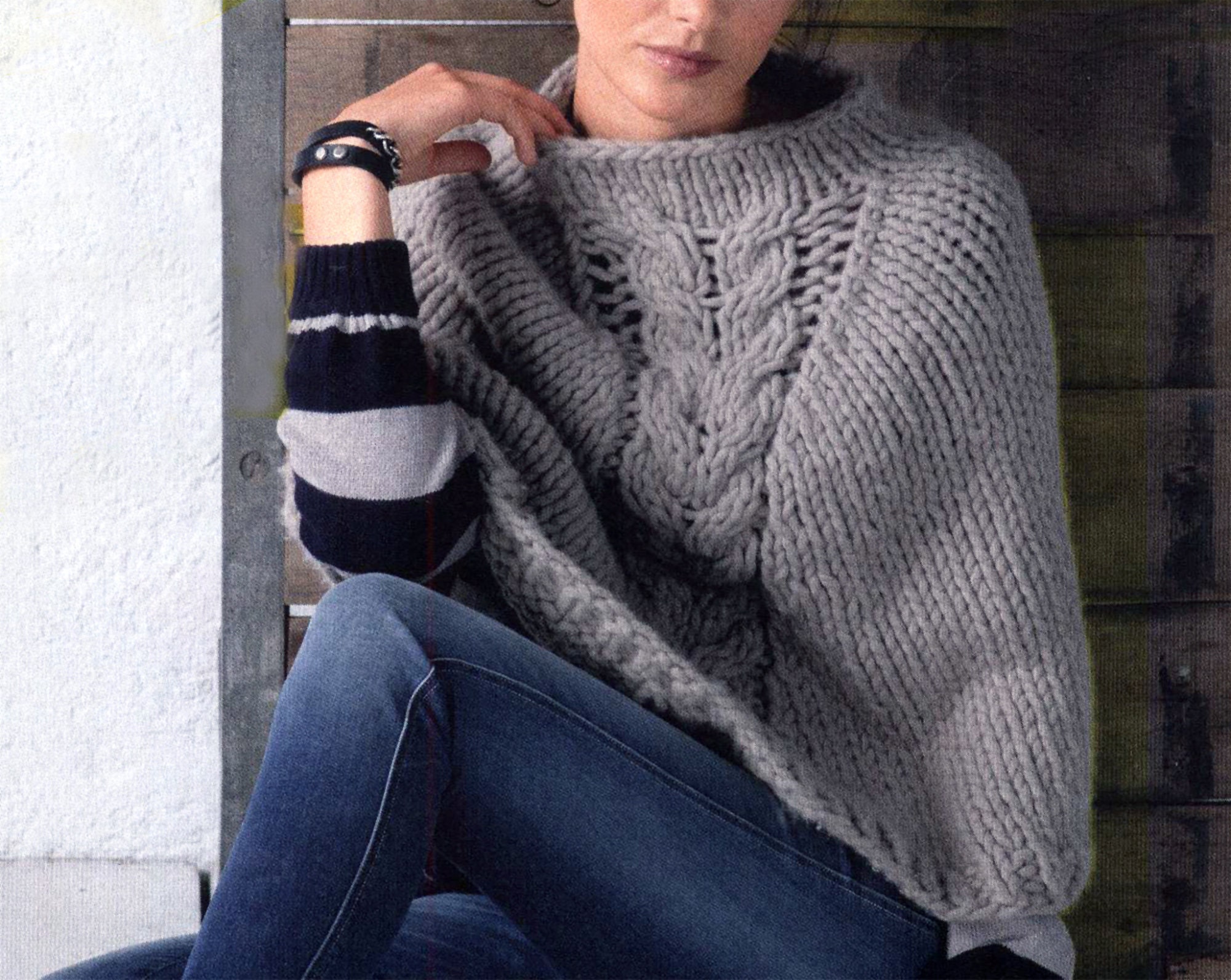 Easy Knitting Pattern Poncho | Chunky Cable Knit Short Cape, Women's ...