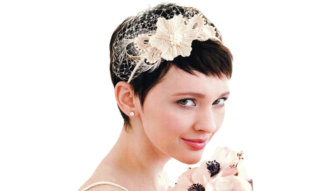 Crochet Pattern Bridal Headband Flowers & Pearls | DIY Headpiece Tiara ...