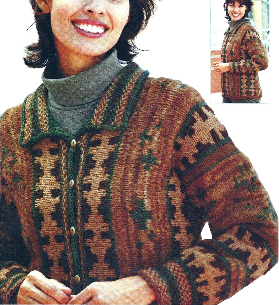 Women's Southwestern Jacket, Navajo Design | Vintage Knitting Pattern ...