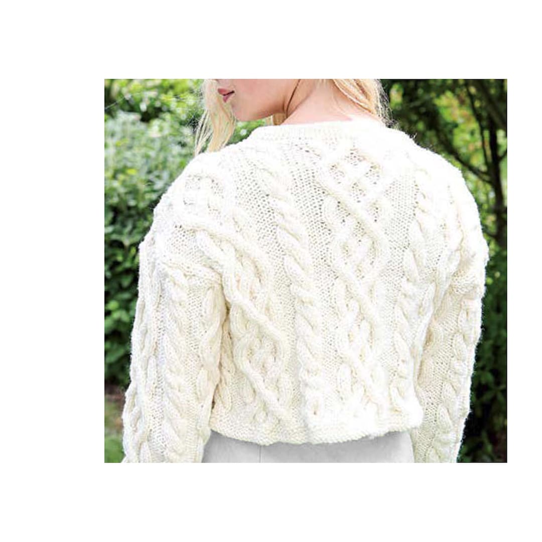 Aran Jacket Knitting Pattern Crop | Women's Cardigan, Irish Cable Knit ...