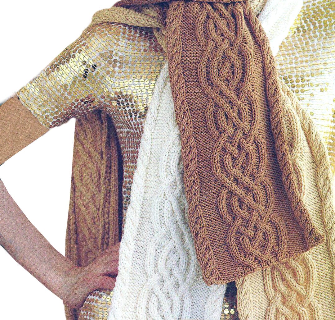 Fabulous Celtic Scarf Pattern | Vintage Knitting Pattern | Simple Aran ...