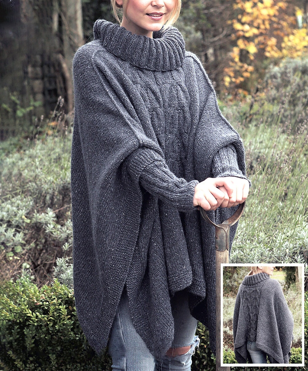 Women's Aran Poncho | FAB Aran Cape | Vintage Knitting Pattern Irish ...