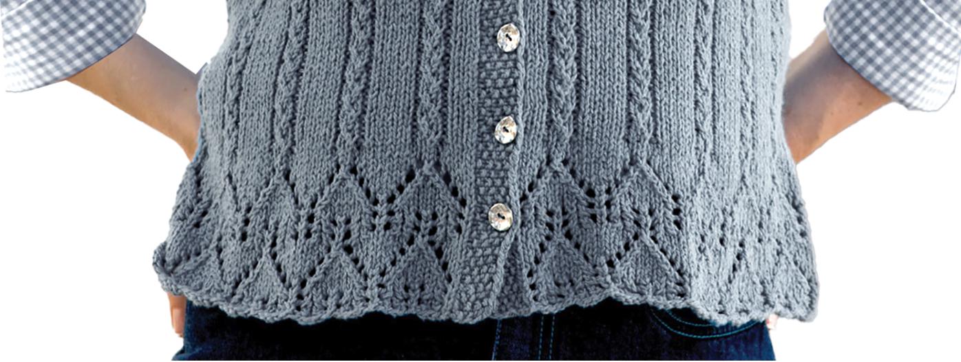 Lovely Waistcoat Knitting Pattern | Cable Knit Gilet Vest Lacy Edge ...