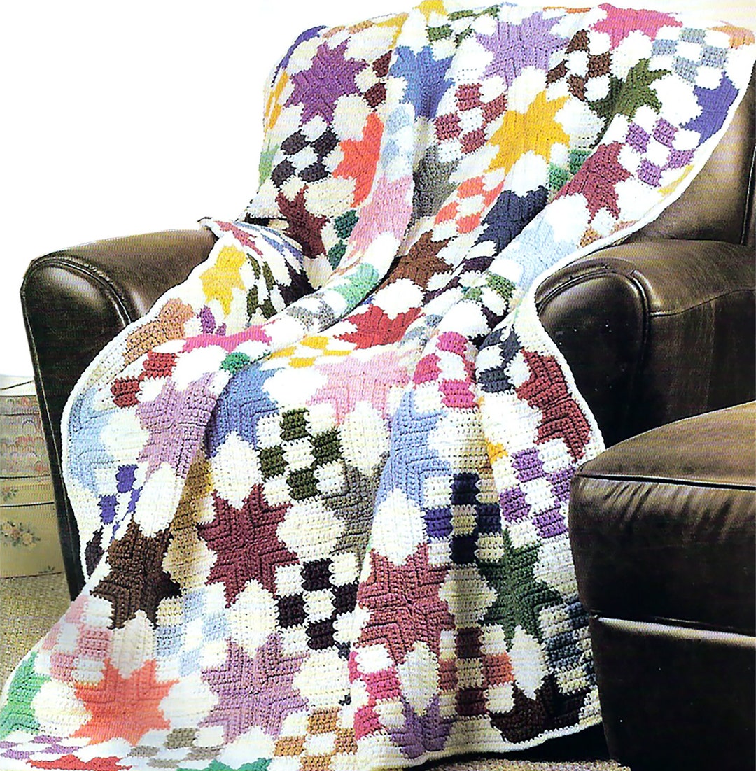 Star Blanket Colonial Style | Scrap Crochet Blanket Throw | Patchwork ...