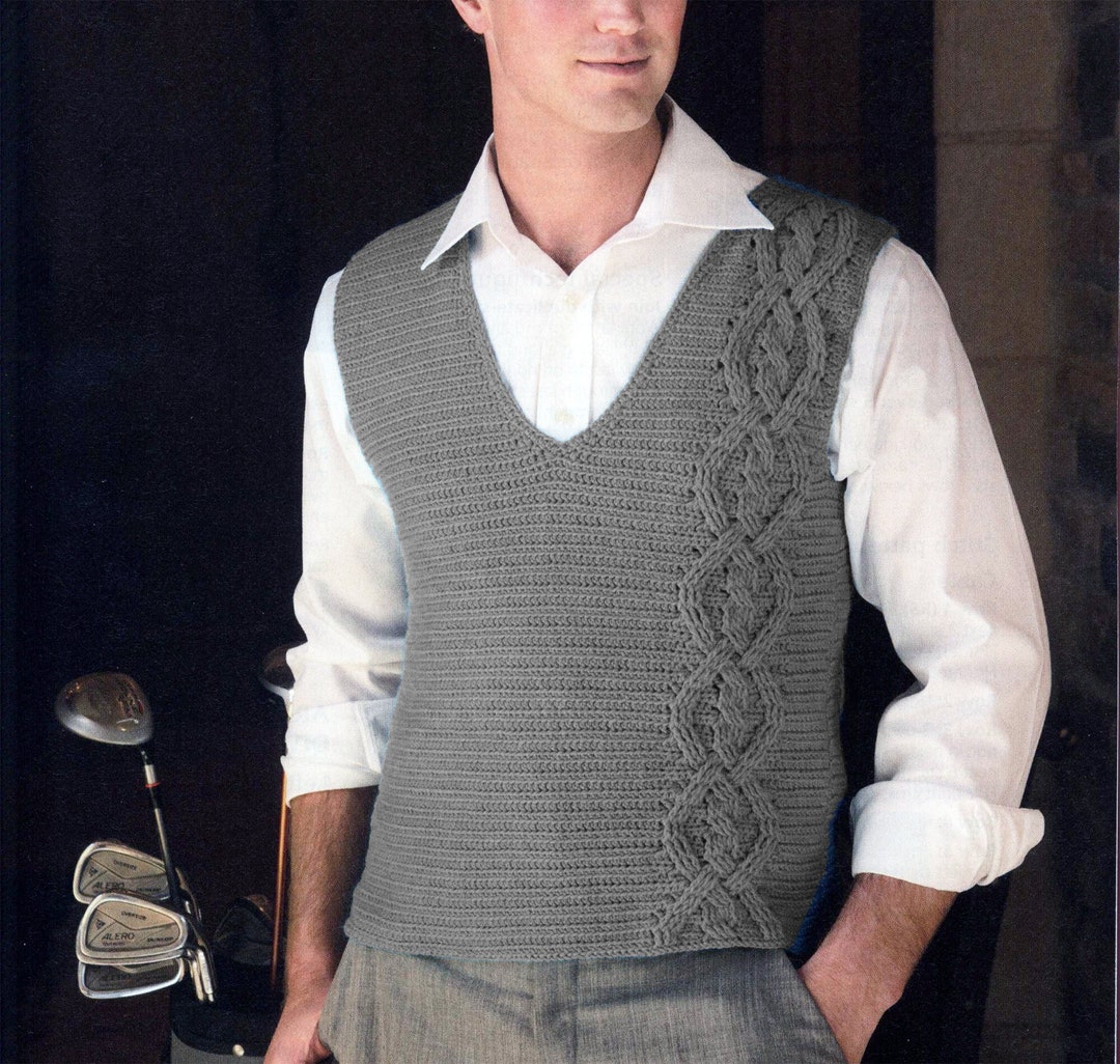 PDF Pattern Crochet Vest Men S to 3X | Men's Crochet Top Vintage ...