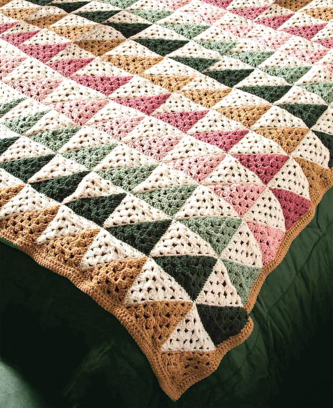Easy Crochet Pattern Blanket Throw Half Square Triangles | Scrap Yarn ...