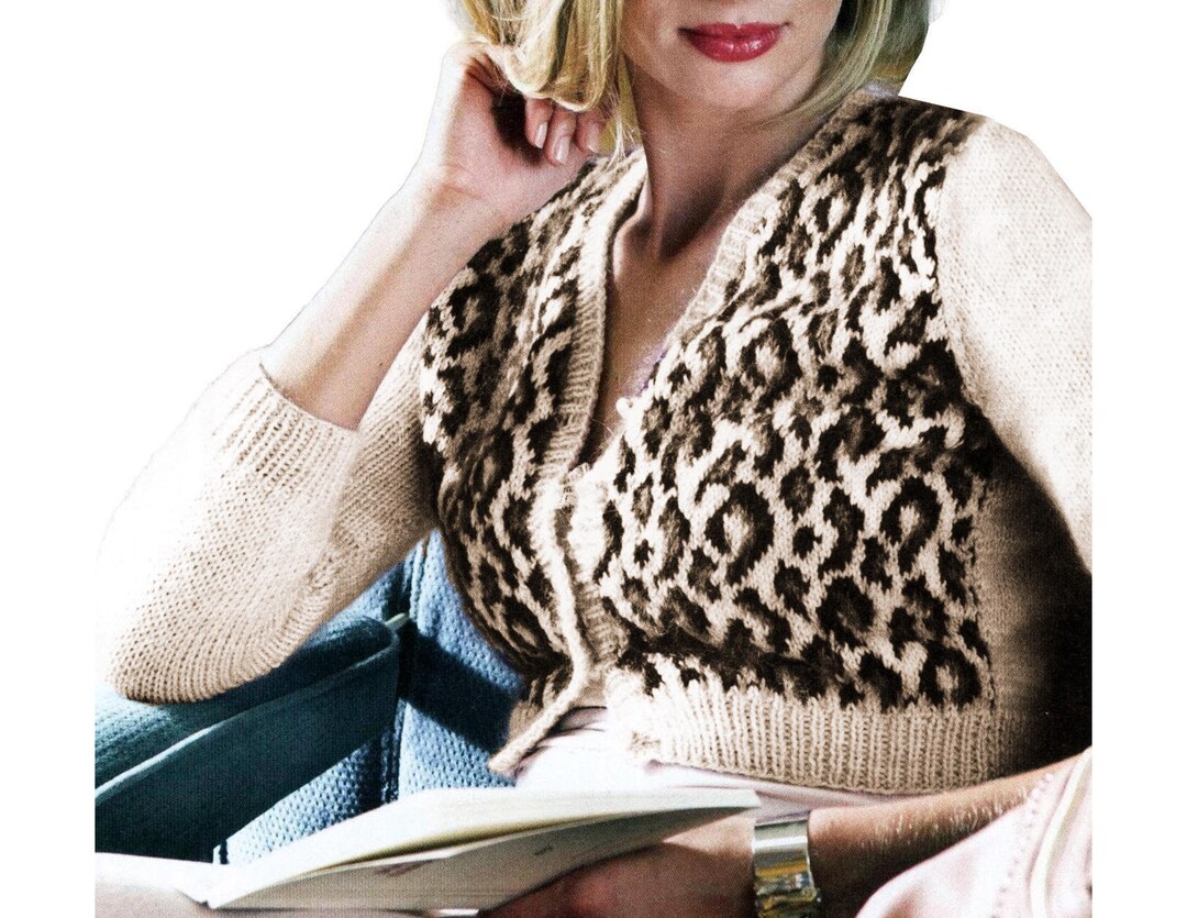 Leopard Print Jacket, Cropped Knit Cardigan | Animal Print Top | Women ...